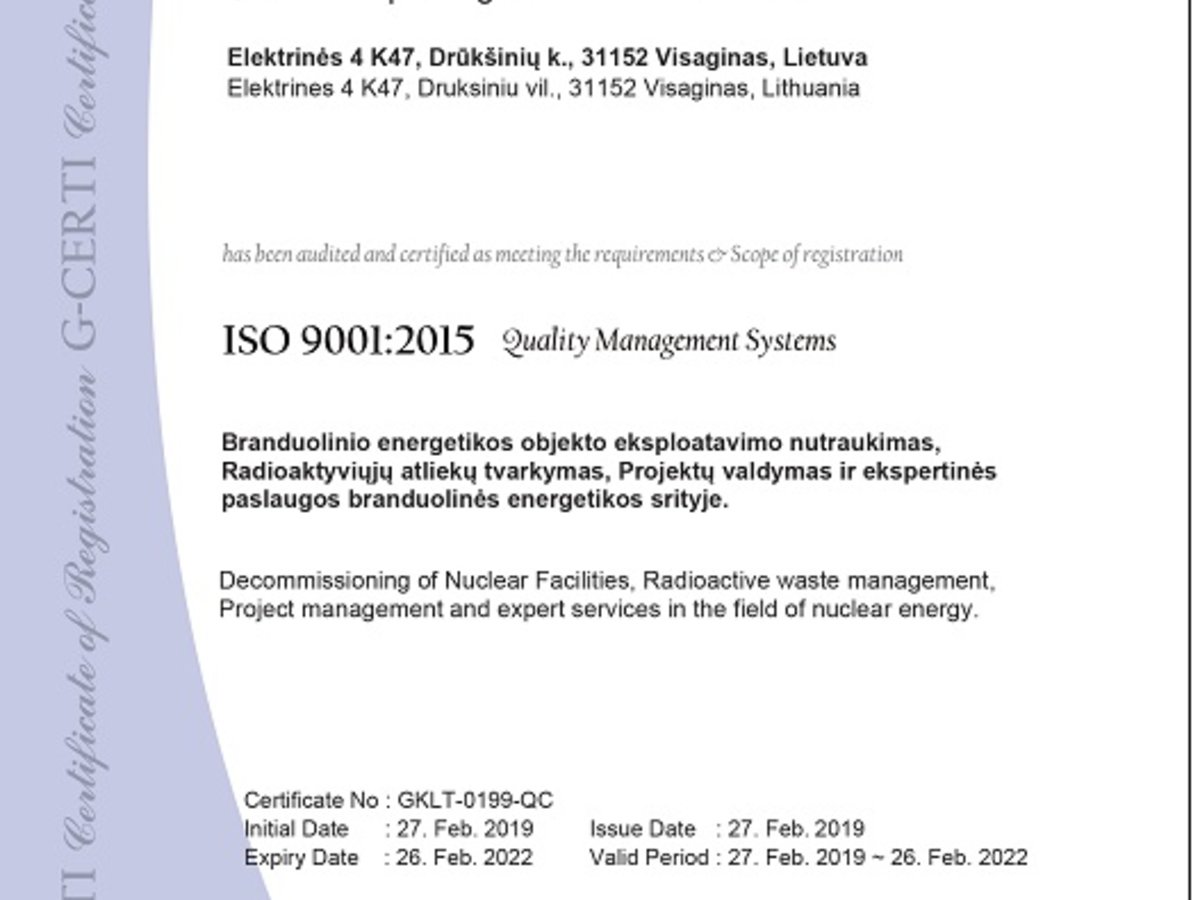 Management system at the Ignalina NPP complies with the requirements of ... Management system at the Ignalina NPP complies with the requirements of ...
